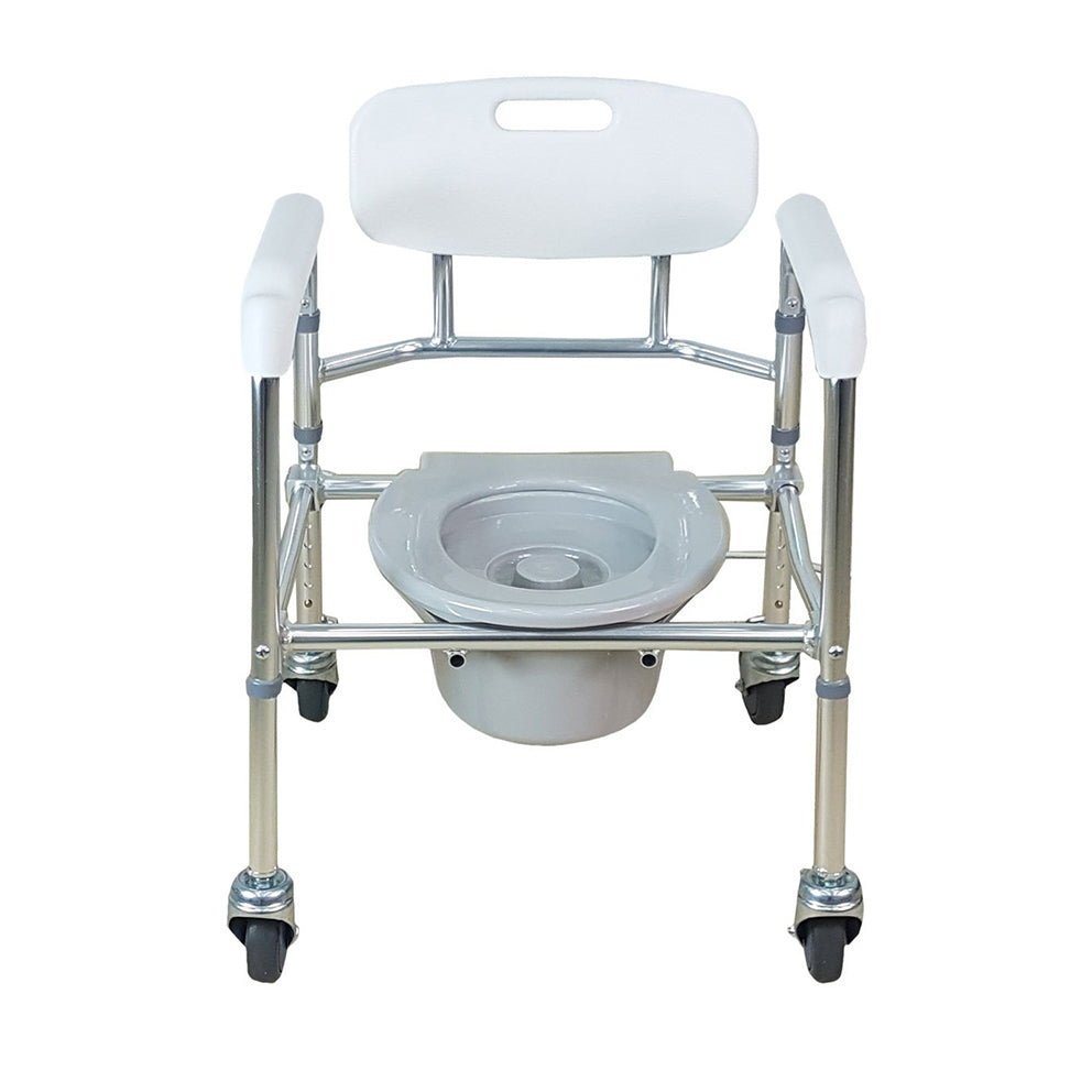 Aluminium Foldable Height Adjustable Mobile Commode – Lifeline Corporation