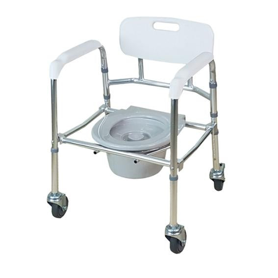 Aluminium Foldable Height Adjustable Mobile Commode – Lifeline Corporation