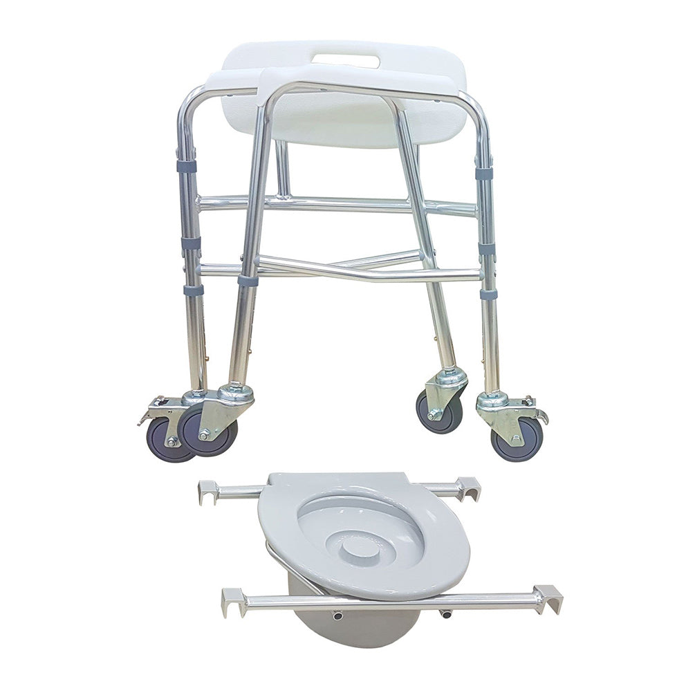 Aluminium Foldable Height Adjustable Mobile Commode – Lifeline Corporation