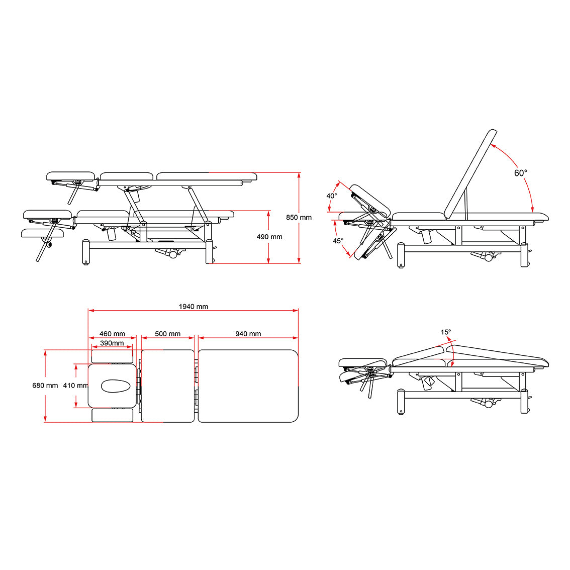 3-Section Treatment Table – Lifeline Corporation